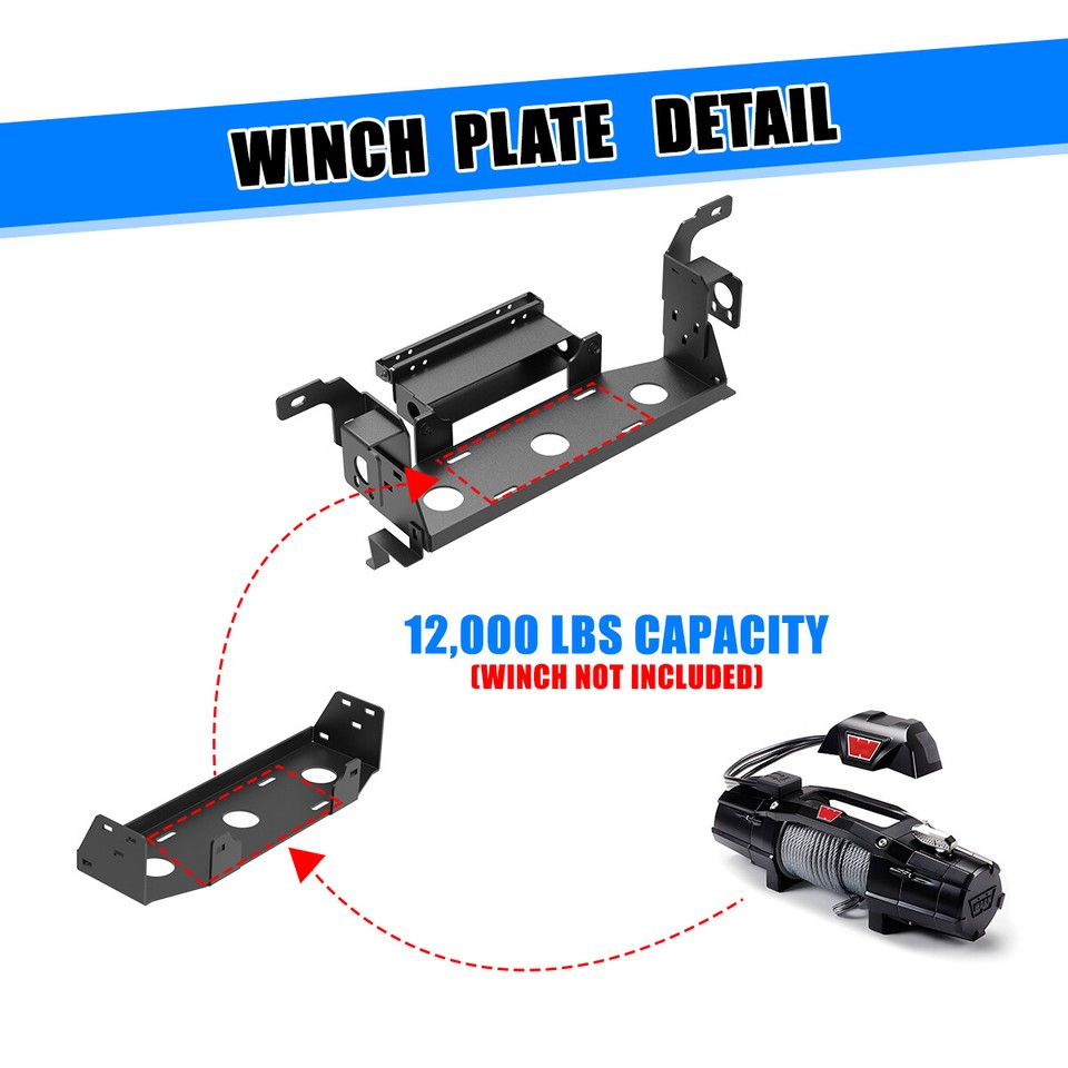 2016 2017 2018 Front Hidden Winch Plate For Chevy Silverado 1500 Black ...