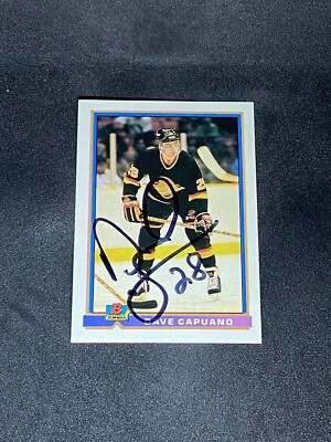 Dave Capuano 1991-92 Bowman #323 Vancouver Canucks Auto Autographed ...
