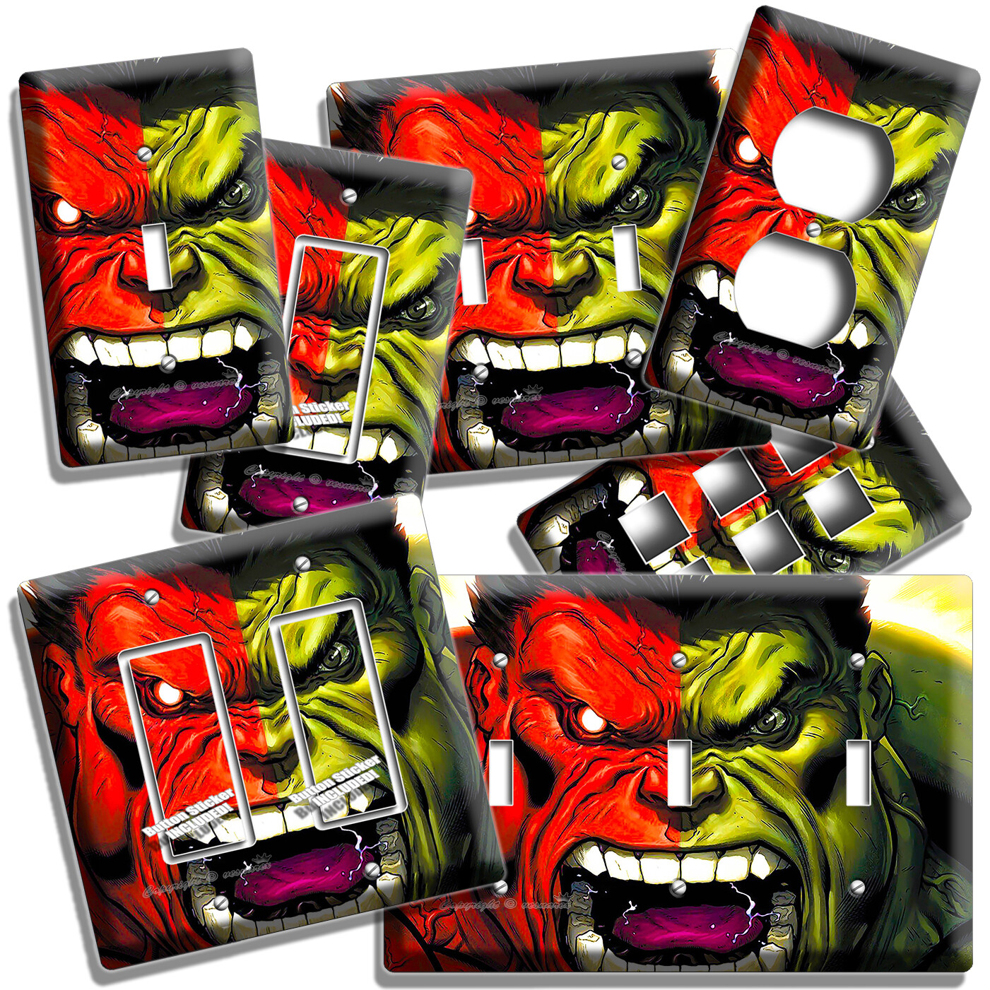 RED GREEN ANGRY HULK ANIME SUPERHERO LIGHT SWITCH OUTLET WALL PLATES ...