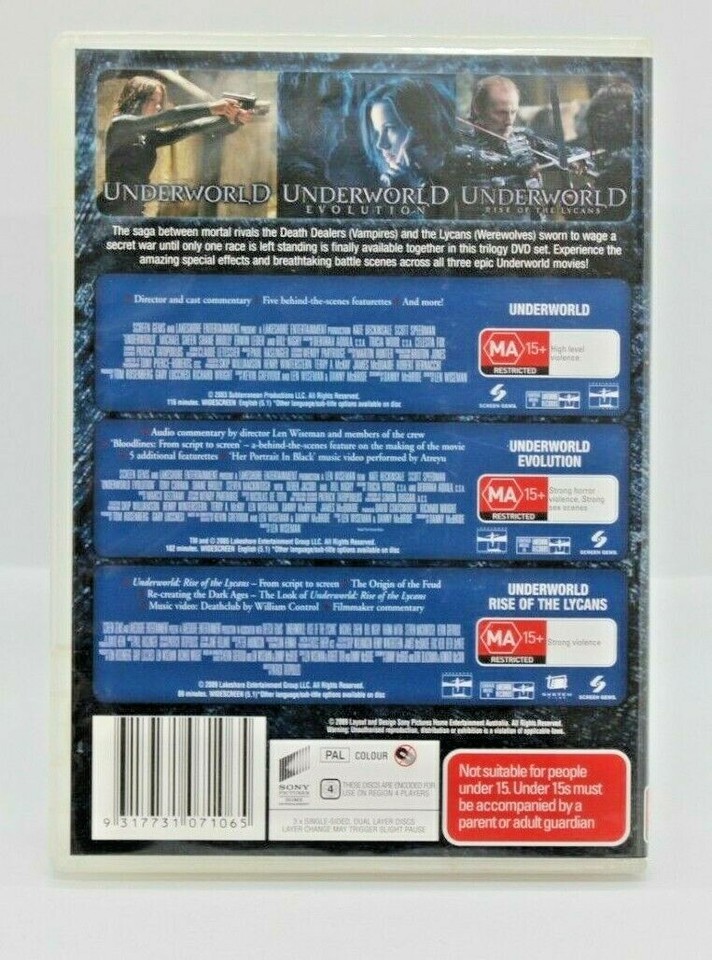 Underworld Trilogy DVD Collectors PAck Bonus Disk AWAKENING 4 DVDS Free Post | eBay