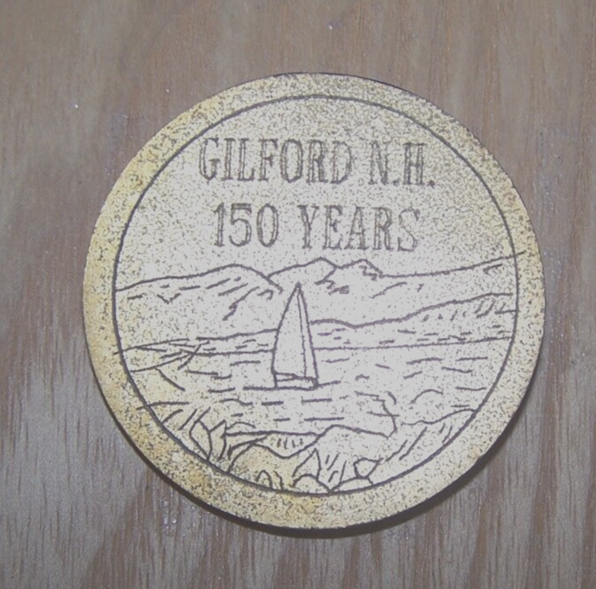 GILFORD, NEW HAMPSHIRE GOLD PLATED MEDALLION/TOKEN 150TH ANNIVERSARY ...