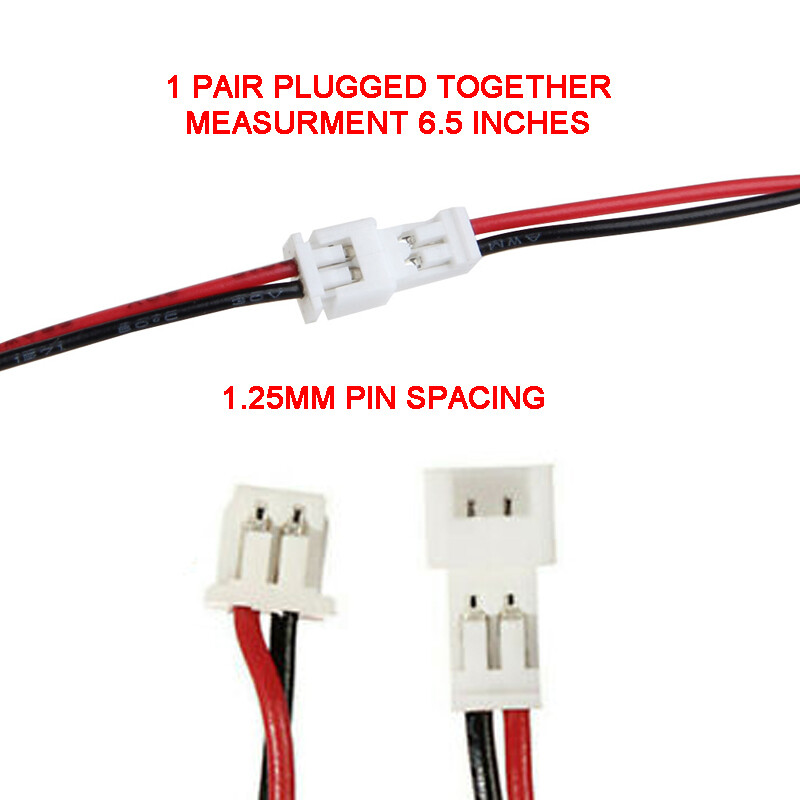 Mini Micro JST 1.25 PH 2 Pin Connectors Male Female With Wire attached ...