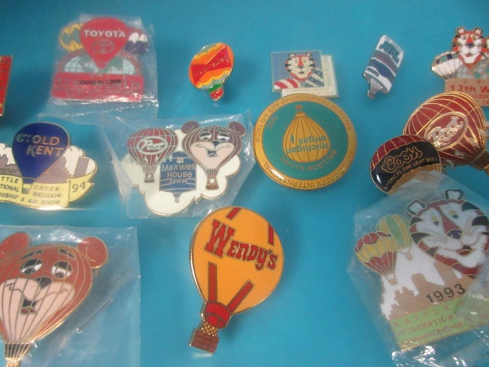 LOT OF 17 HOT AIR BALLOON BATTLE CREEK LAPEL HAT/JACKET PINS RARE POST ...