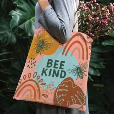 Re Use Poly Linen Shopping Bag Hipster Bee King By Lisa Pollock | eBay ...