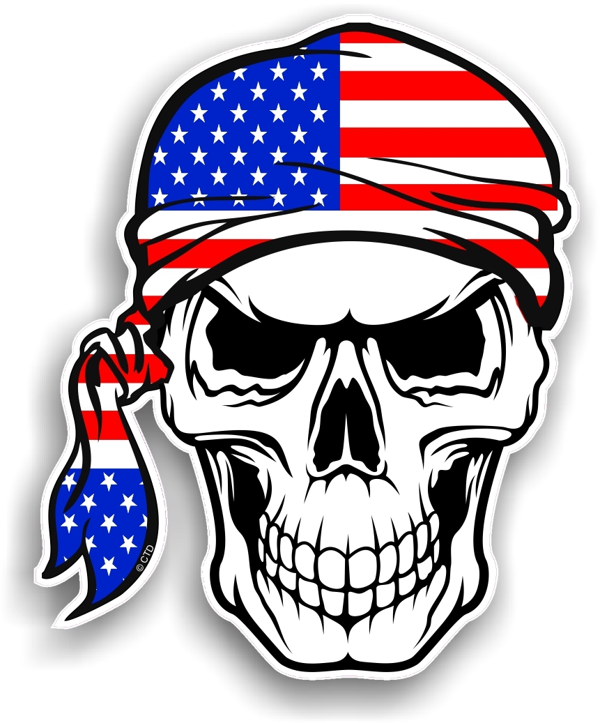 Skull Wearing American Flag Bandana