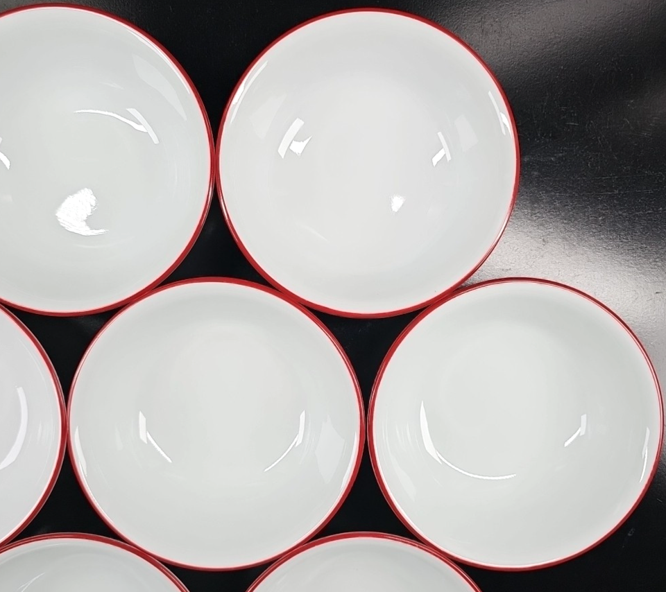 7) Corelle Splendor 6.25" Soup Cereal Bowls Set Corning Red Gray Scroll ...
