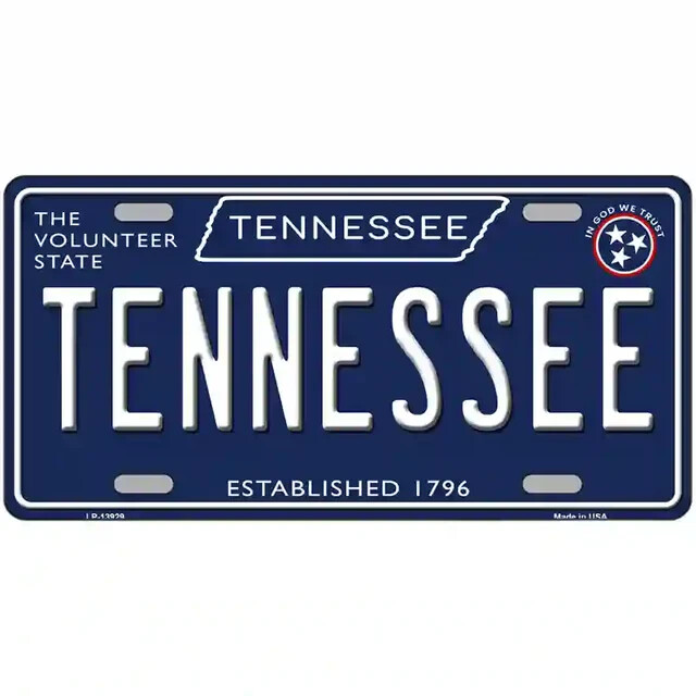 TN Tennessee Blue Novelty License Plate Sign Standard size Car Truck ...