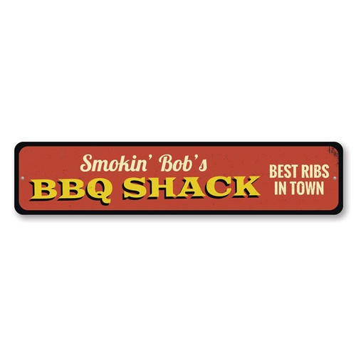 Personalized Smokin' BBQ Shack Best Ribs In Town Name Kitchen Metal ...