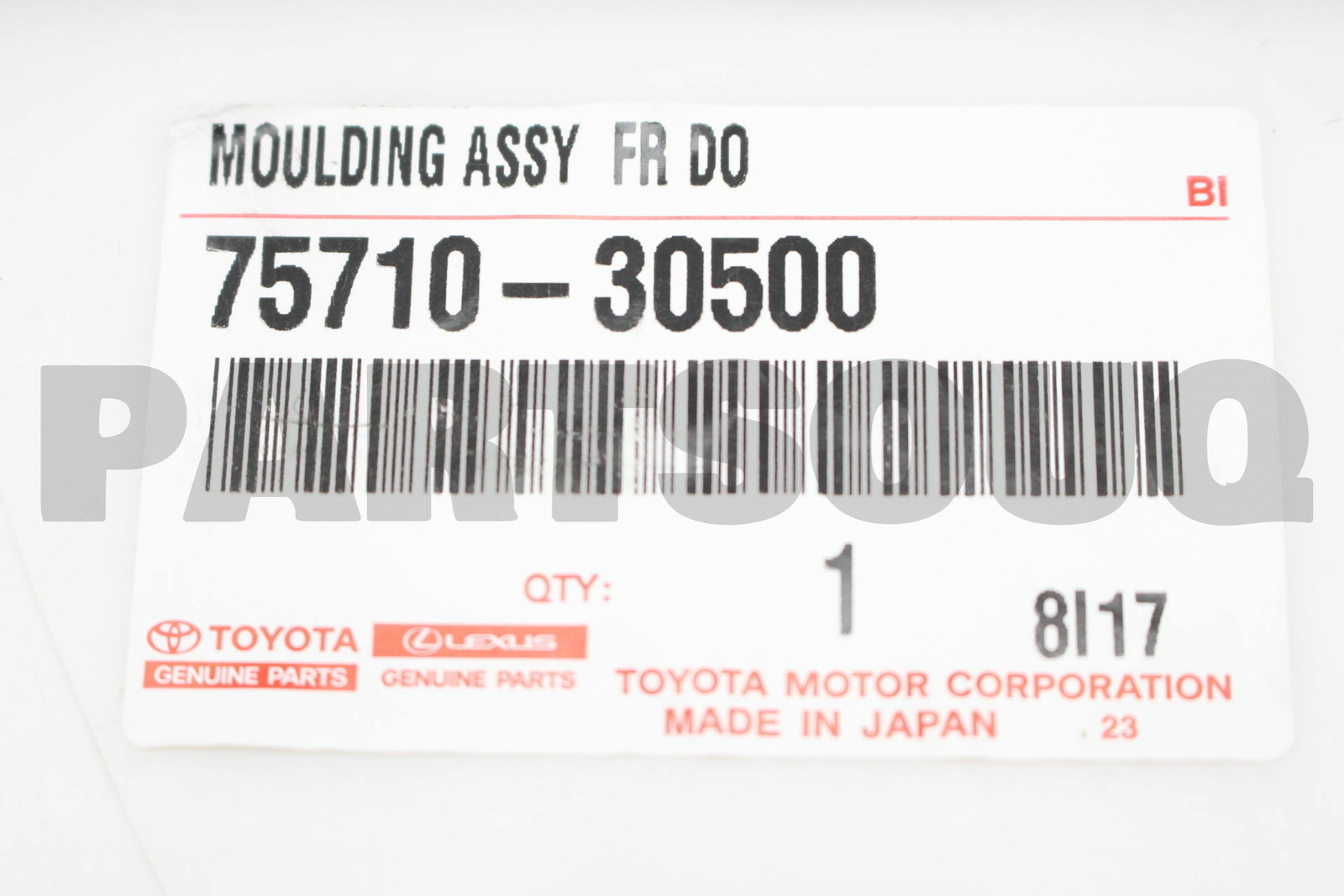 7571030500 Genuine Toyota MOULDING ASSY, FRONT DOOR BELT, RH 75710 ...