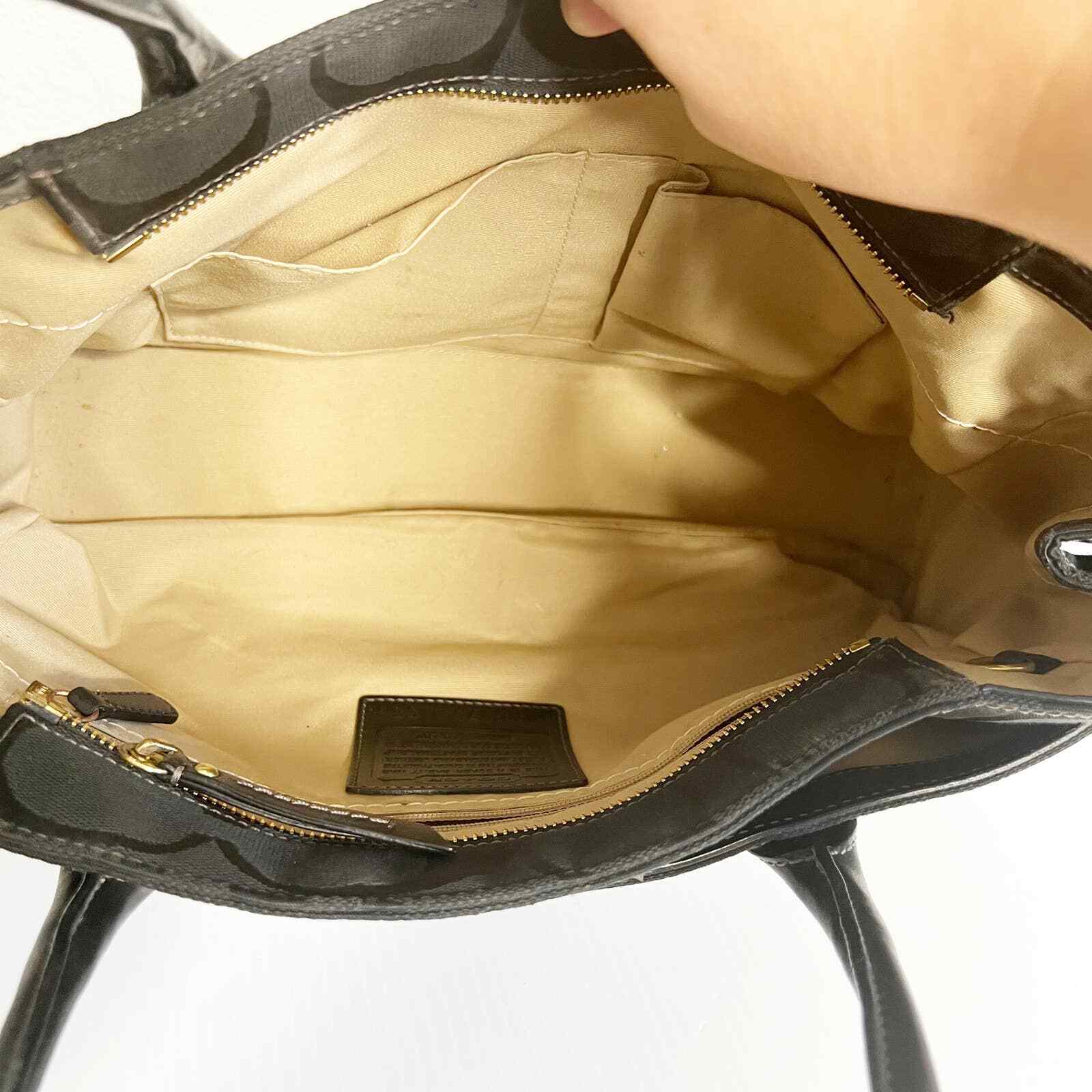 Coach Madeline Black Leather Signature Canvas Satchel… - Gem