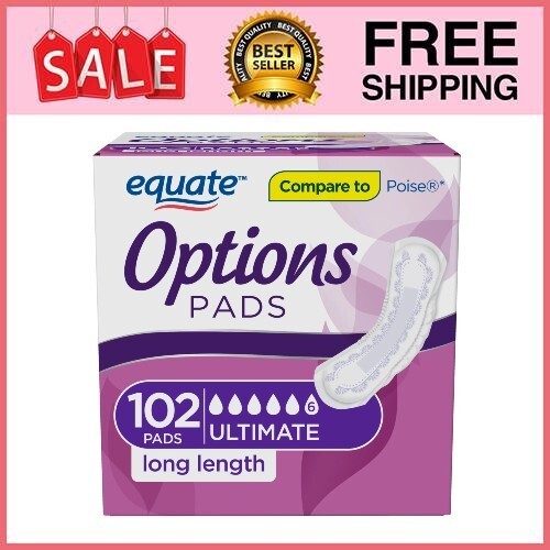 Equate Options Women's Ultimate-Long Incontinence Pads, 204 Count | eBay
