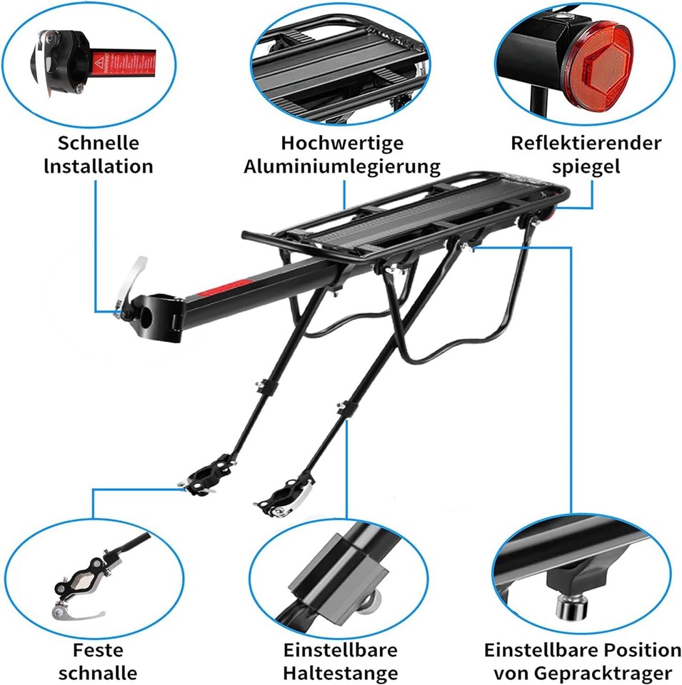 Bike Rear Rack Quick Release Bicycle Rack Universal Bike 110 Lbs ...