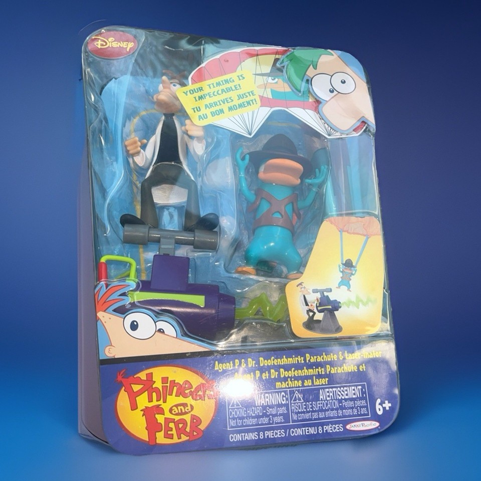 Phineas & Ferb Ferb Agent P Dr Doofenshmirtz Parachute & Laser Inator ...