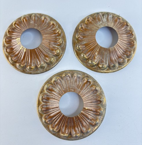 3 Matching Vintage Pressed Brass Bobeche for Hanging Lamp Chandelier ...