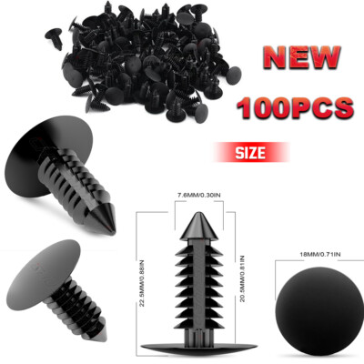100pc Clips for Hole Plastic Rivets Retainer Fender Bumper Push Pin ...
