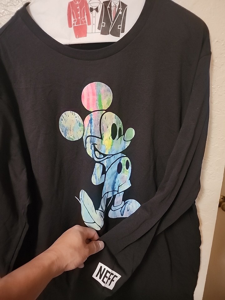 Neff x Disney NWT Black Long Sleeve Tie Dye Mickey Mouse Crew Neck ...