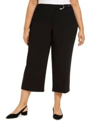 ALFANI Culottes Wide Leg Capri Self-Belt Pants Black sz 24W NWT $79.50 ...