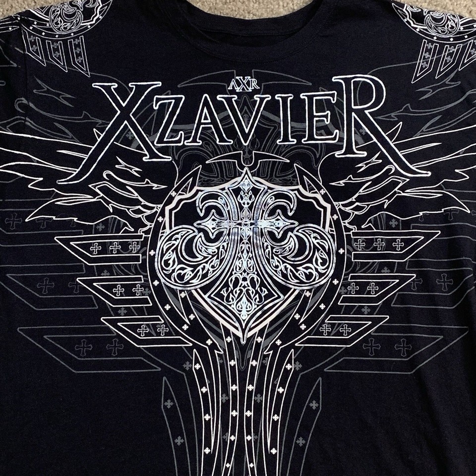 Axr Xzavier Mens 2XL Short Sleeve Black Graphic T Y2K Affliction Style ...