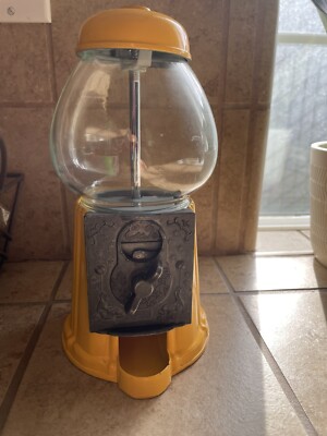 Vintage Yellow Gumball Machine 9” with Glass Globe Made In TAIWAN | eBay
