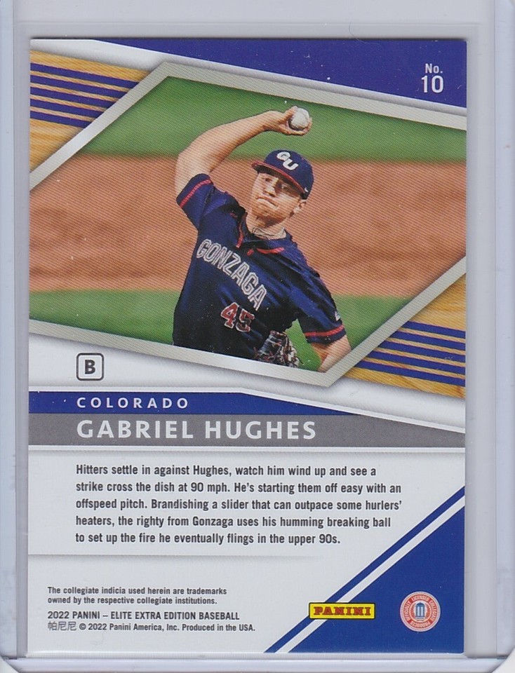 2022 Panini Elite Extra GABRIEL HUGHES Colorado Rockies PRIME NUMBERS ...