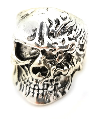 TB Half Burn Face Half Skull Head Punk Rock Gothic Biker Men's Rings ...