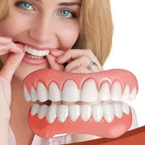 Silicone False Teeth Upper & Lower Smile Dental Veneers Dentures False ...