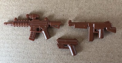 Lego Lot 3 Brown Custom Lego Gun Weapons Rifle W Scope, Pistol And SMG ...
