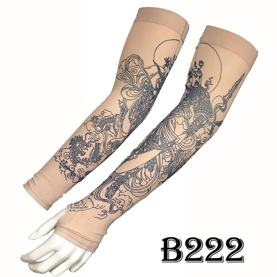 Cool Unisex Temporary Fake Slip Tattoo Arm Sleeves Half-Finger UV Cover ...