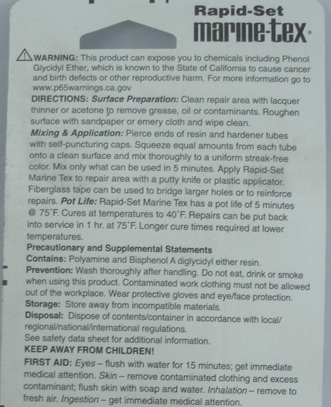 Marine-Tex RM320K Rapid-Set Epoxy Repair Kit Color Gray 2 oz with ...