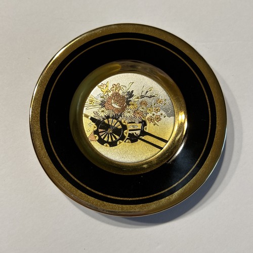 CHOKIN The Art Of Chokin 24k Gold 4" Plate Flower Cart Design Metal ...