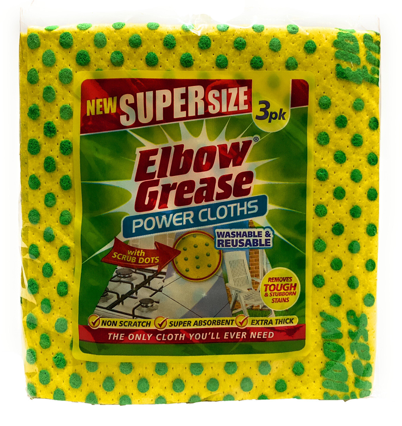 Elbow Grease Power Cloth Super Absorbent Washable With Scrub Dots Pack ...