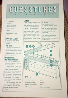 Original GAME Guesstures Replacement Instructions 1990 | eBay