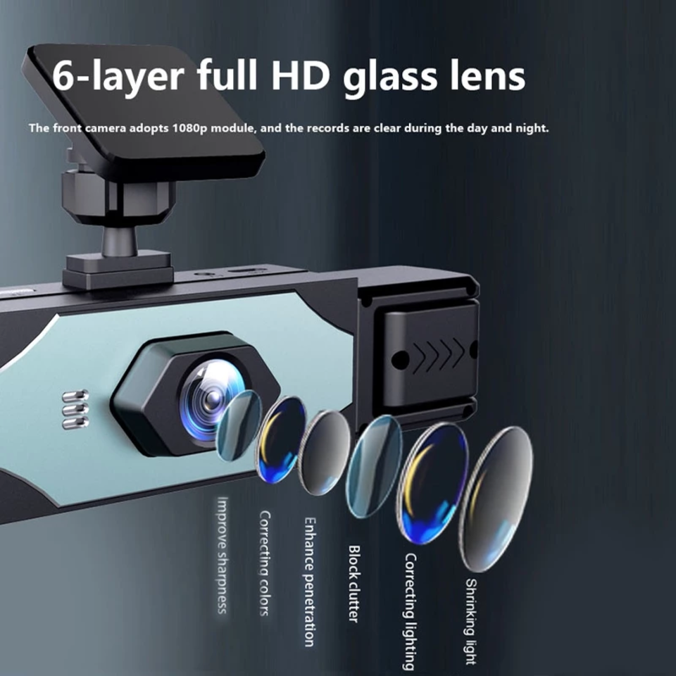 FOCO1 Dash Cam 4 Channel Front and Rear Inside, 360° Car Camera Night ...