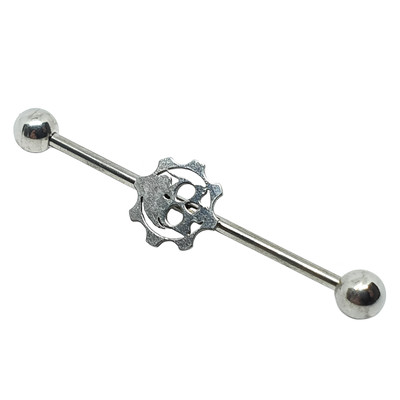 Skull Industrial Scaffold Face 35mm Bar 14g (1.6mm) Surgical Steel ...