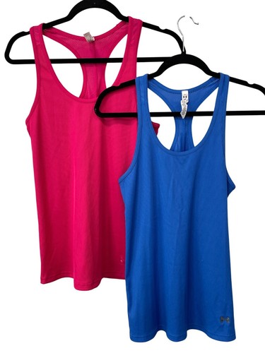 Under Armour HeatGear Mesh Racerback Ribbed Tank Top Size Large Fitted ...