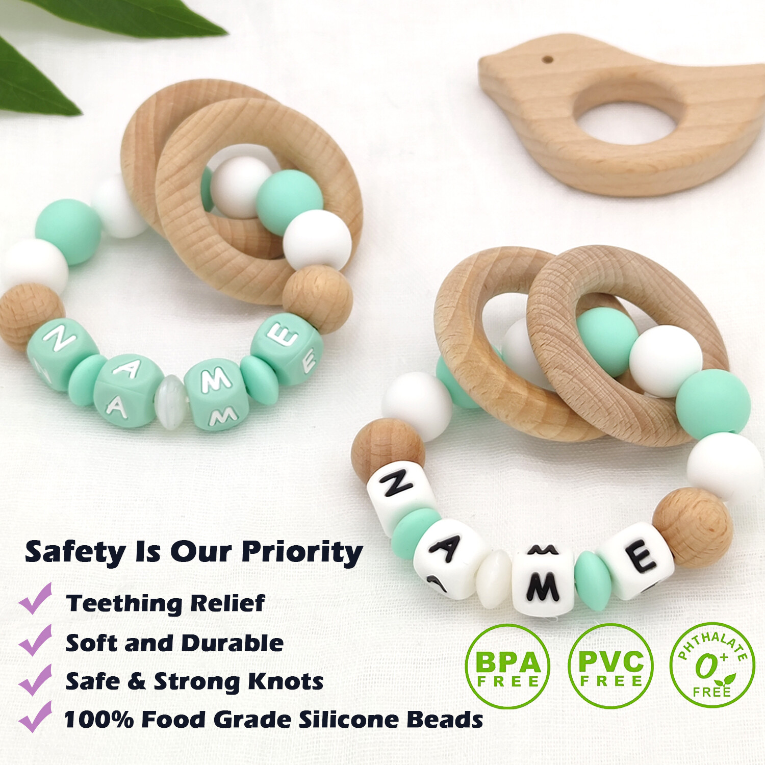 Personalised Name Teething Ring Rattle Toy Teether for Baby Girl Shower Gift | eBay