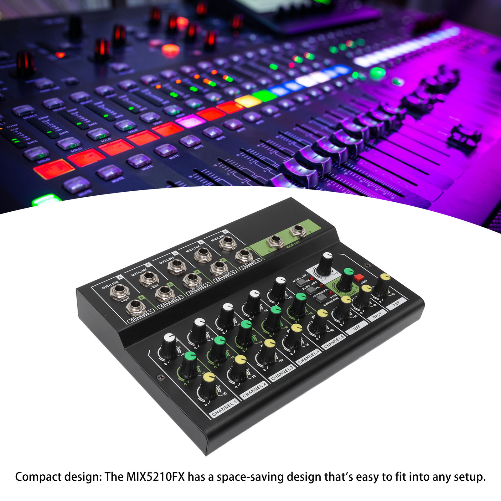 (UK Plug)MIX5210FX 10 Channel Effects Mixer Sound Console Compact Sound ...