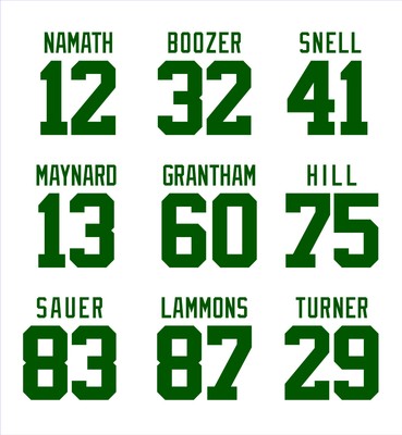 New York Jets 1968 STICKER DECAL Super Bowl Namath Boozer Maynard Snell ...