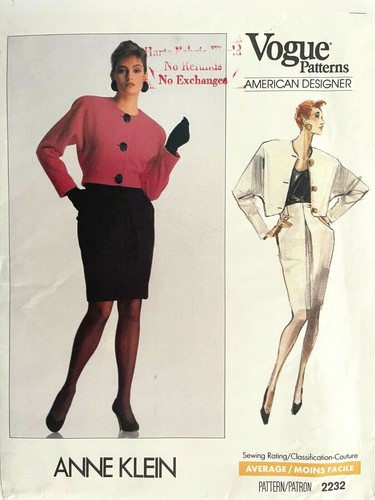 1980's VOGUE Misses' Jacket, Skirt Anne Klein Pattern 2232 Size 12-16 UNCUT | eBay
