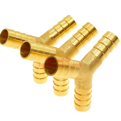 3 Pcs Brass Barb Fitting 3 Way Y Barb Fitting Adapter 3/8" x 3/8" x 3/8 ...