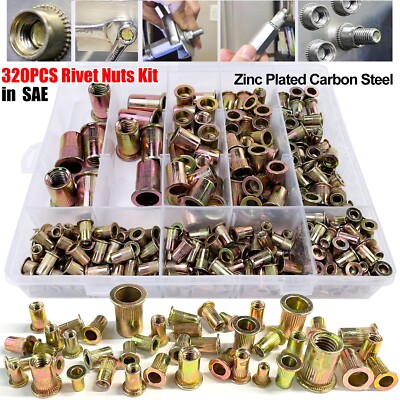 320PCs SAE Rivet Nut Kit For Rivnut Gun Nut Setter Thread Setting ...
