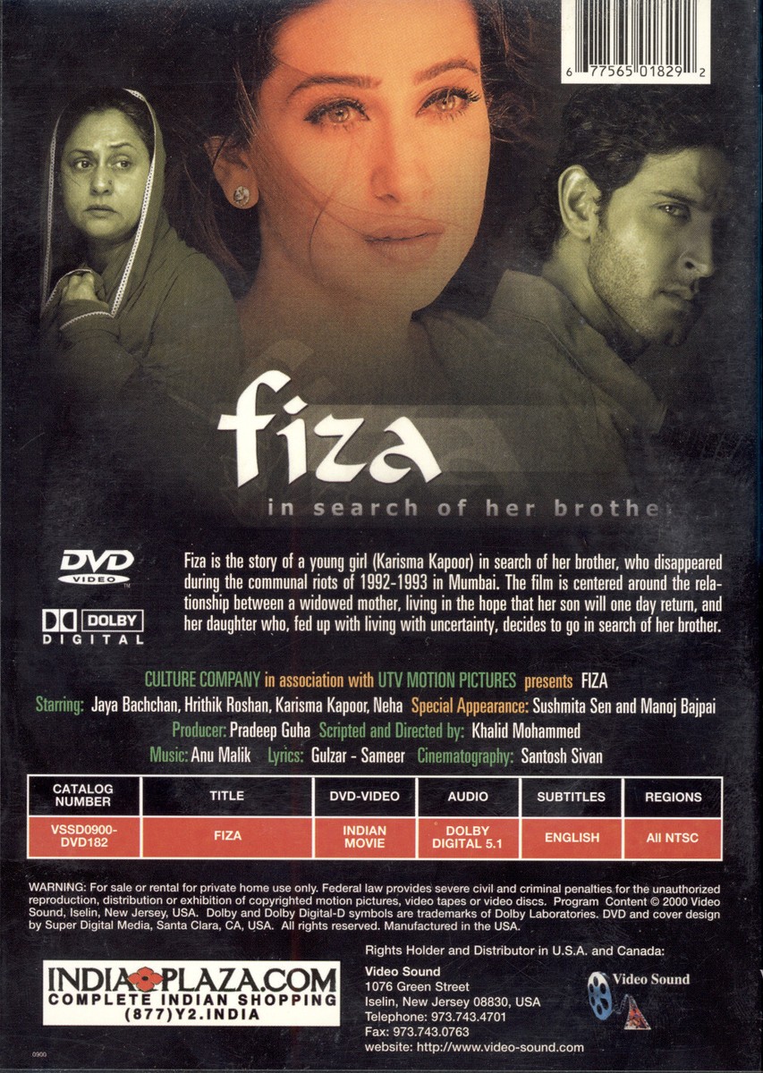 Fiza 2000 Fiza Hindi Audio Cassettes Anu Malik; A. R. Rahman Tamil