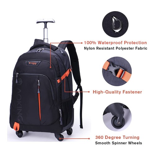 AOKING 20/22″Water Resistant Rolling Wheeled Backpack Laptop ...
