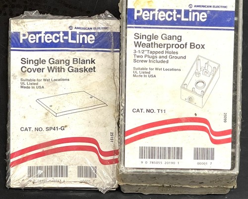 Set of Perfect-Line T11 Single Gang Weatherproof Box & Blank Cover w ...