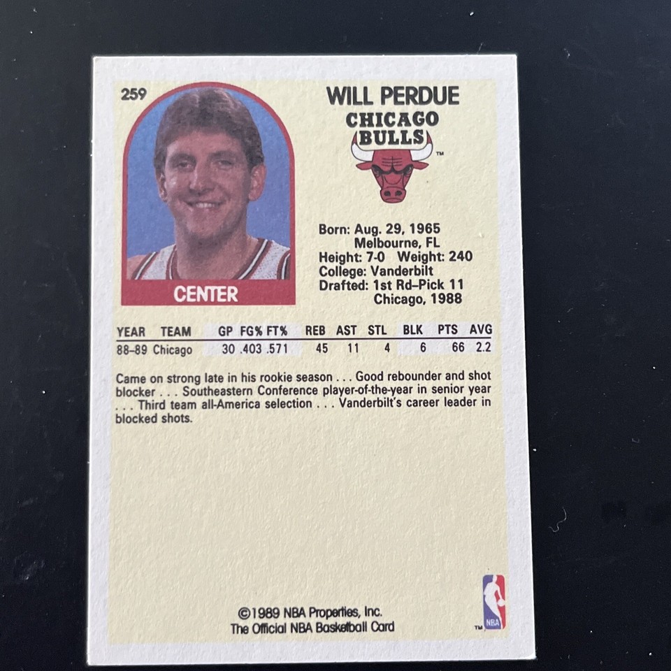 1989-90 Hoops Will Perdue Rookie Card #259 - Chicago Bulls C3 | eBay