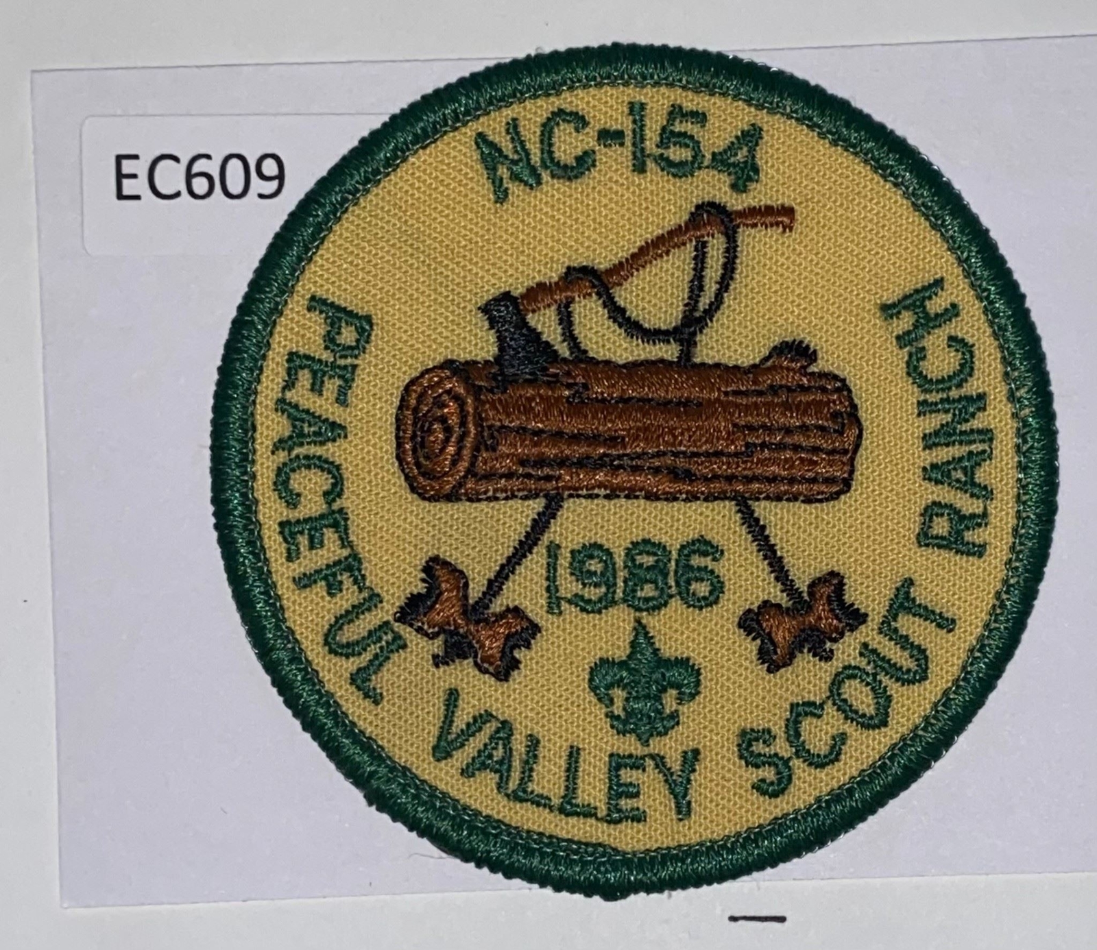 Boy Scout Camp Patch Peaceful Valley Scout Ranch 1986 Woodbadge NC-154 ...