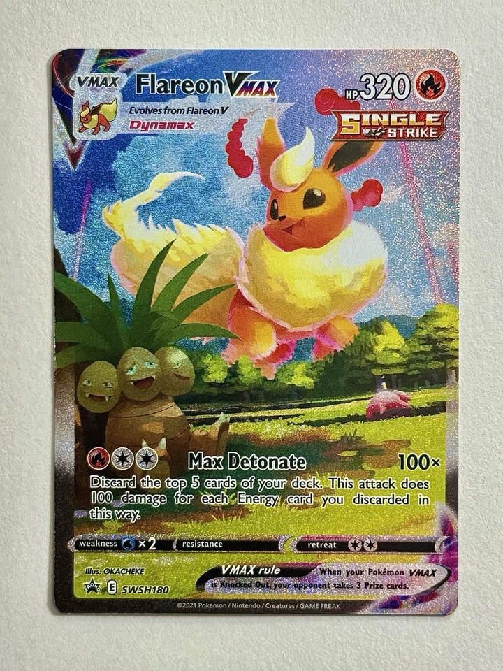 Pokémon TCG - Flareon VMAX SWSH180 Sword & Shield Promo Card Alt Art ...