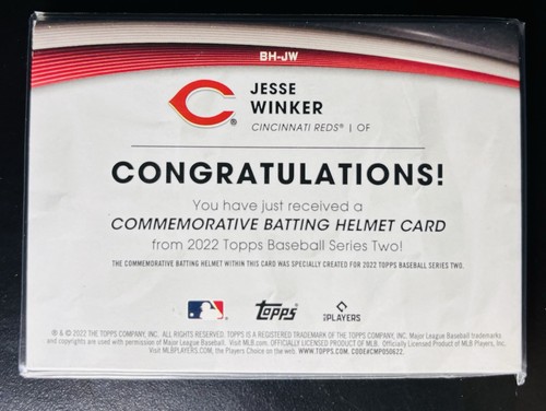 Jesse Winker 2022 Topps Series 2 Batting Helmet Commemorative Relics # ...