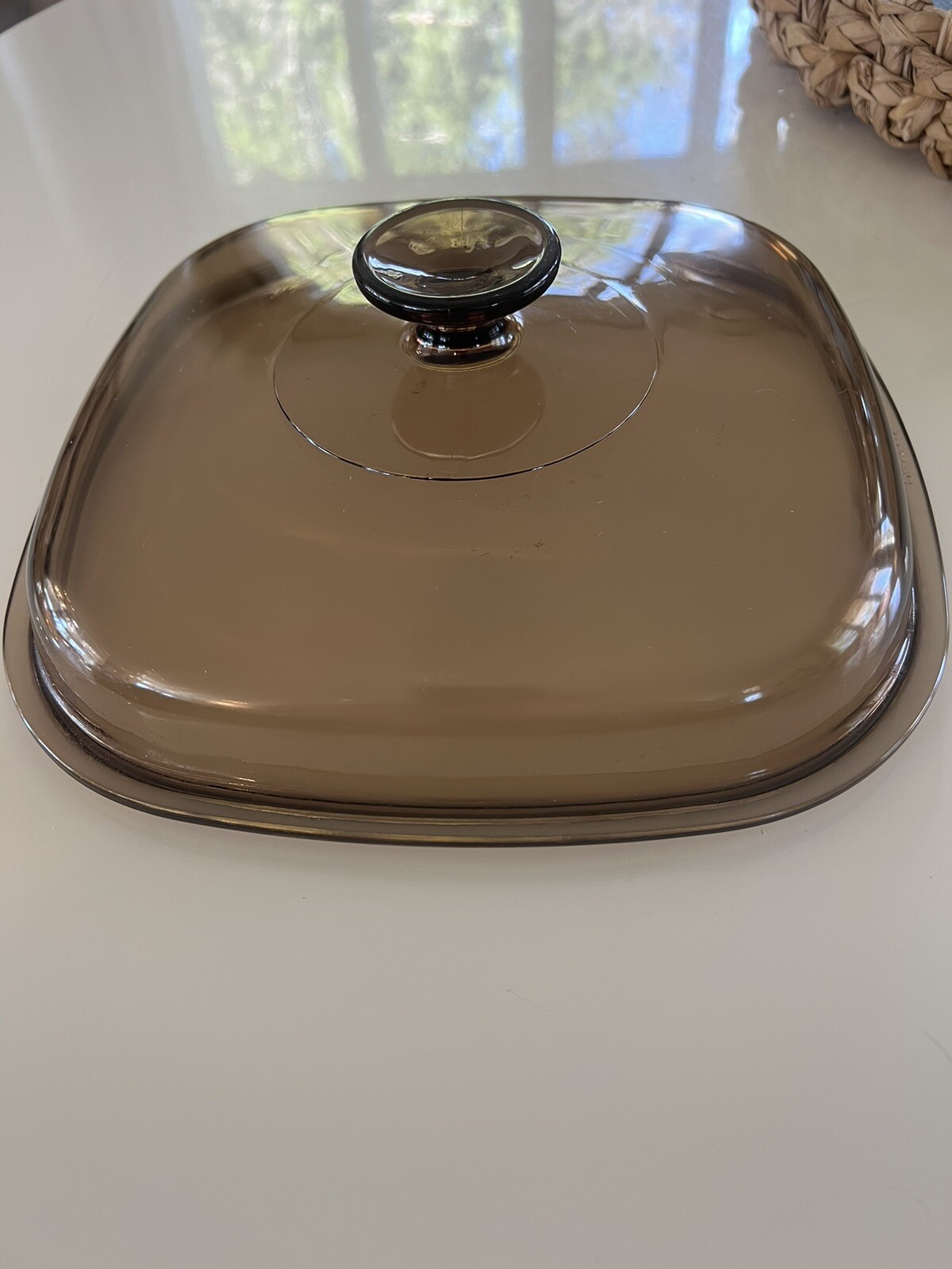 Pyrex Amber Square Lid A9C for 8 1/2" Square Casserole Dish Brown Glass ...