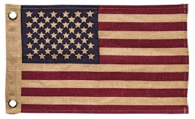 New Rustic Primitive BURLAP AMERICAN FLAG Banner Small 12"x 20" | eBay